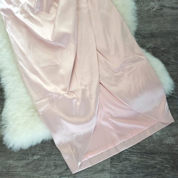 Dani•Thegirl | Dresses | Glossy Pink Satin Draped Sleeve Off The ...